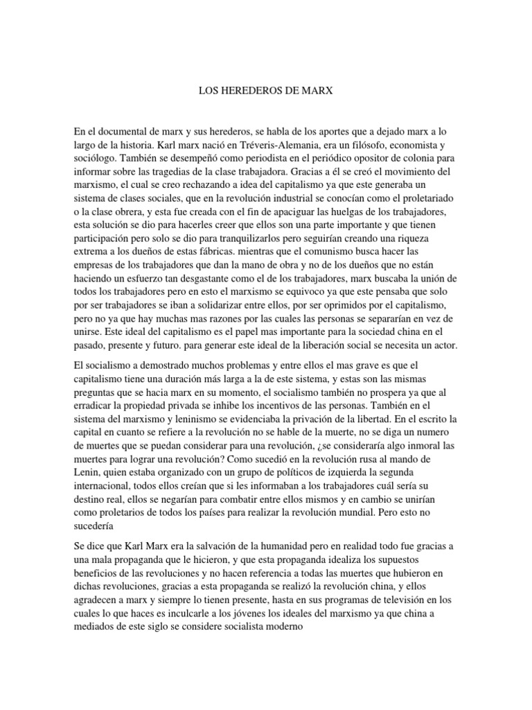 Legado de Karl Marx y su impacto | PDF | Karl Marx | marxismo