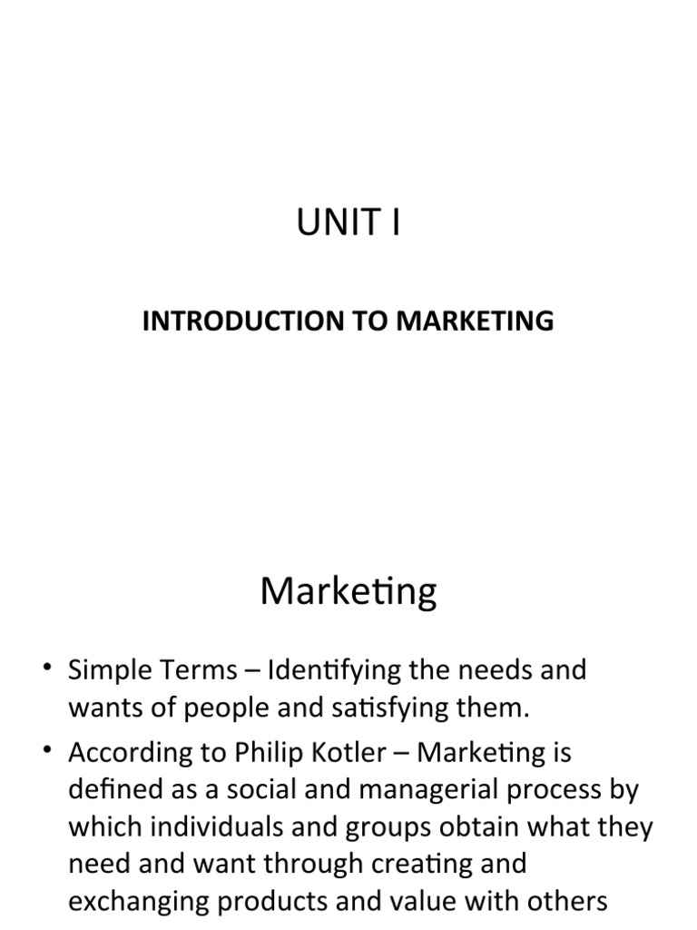 Unit I | PDF | Marketing | Customer