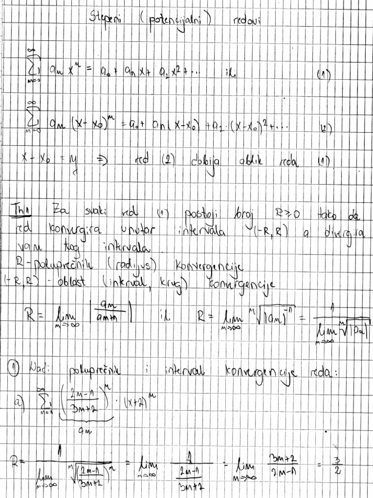 Stepeni (Potencijalni) Redovi I Razni Zadaci | PDF