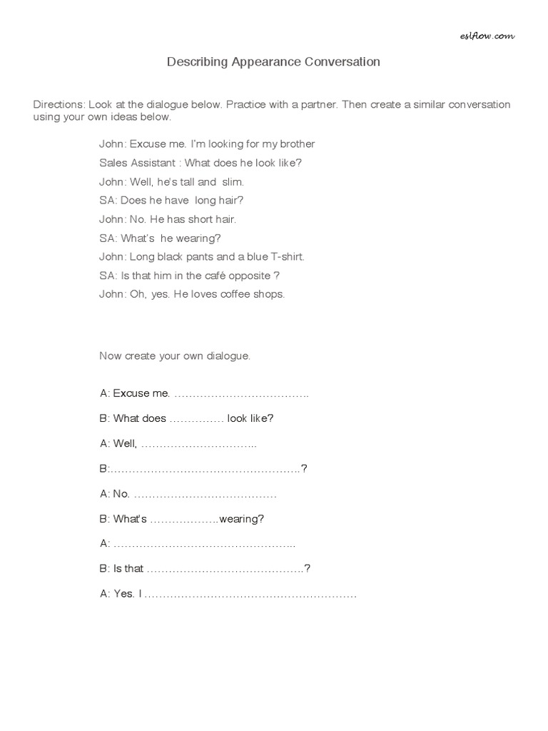 Describing Appearances Conversation | PDF
