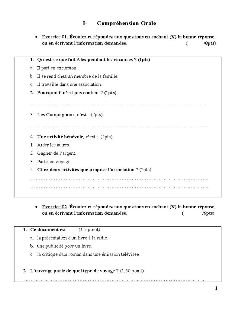 Compréhension orale et écrite en français | PDF | Société