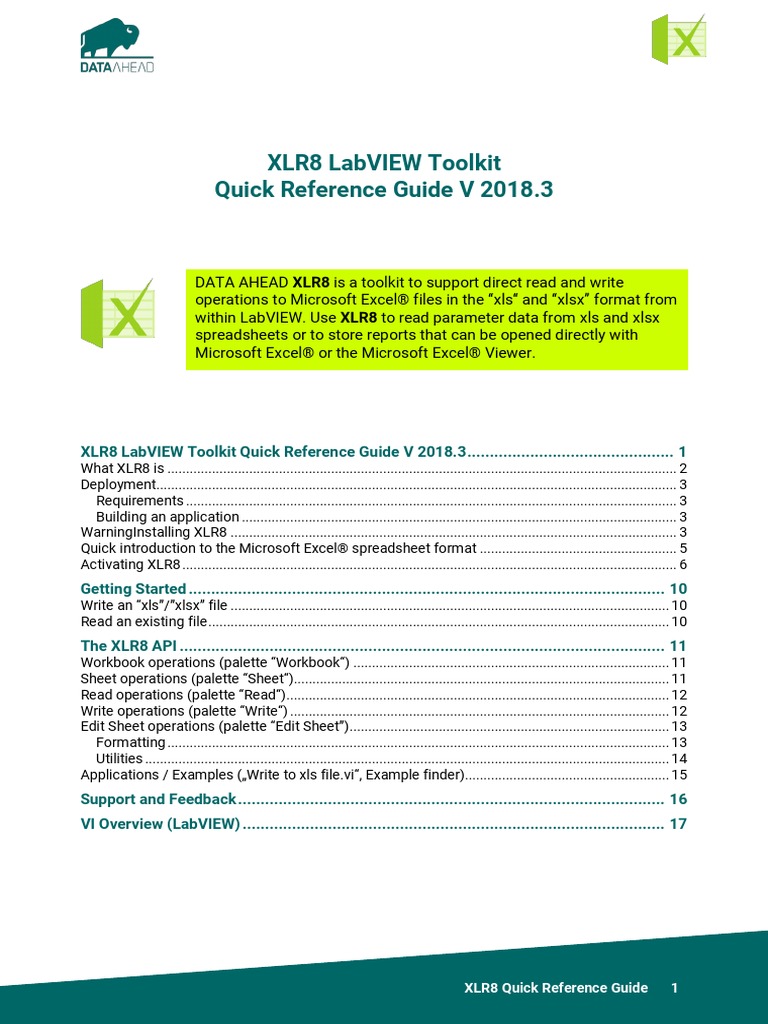XLR8 - Quick Reference Guide v2018.3 | PDF | Microsoft Excel | Computer ...