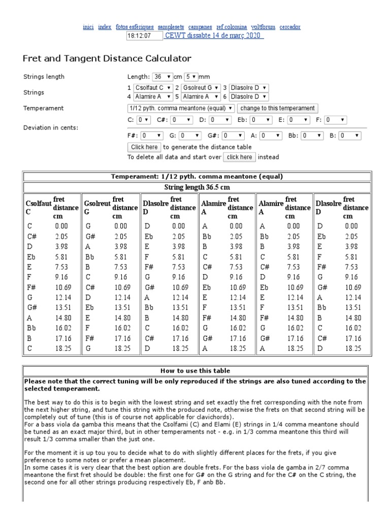 Fret and Tangent Distance Calculator | Download Free PDF | String ...