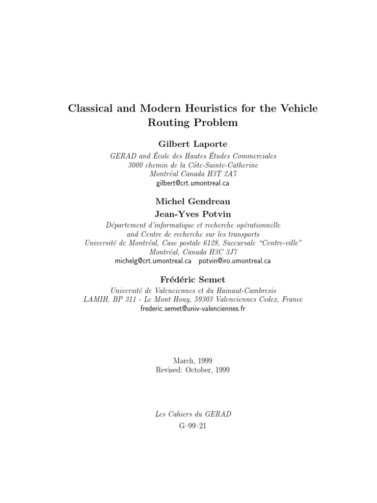Heuristics for Vehicle Routing Problem | PDF | Metaheuristic ...