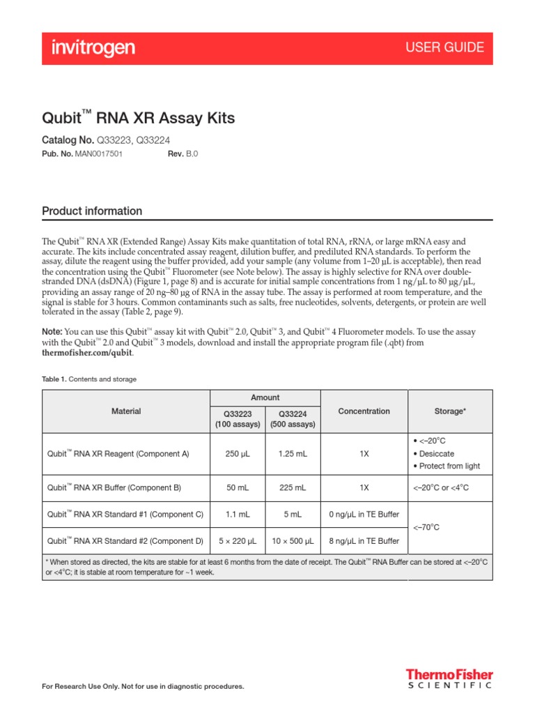 MAN0017501 Qubit RNA XR Assay Kits UG-3 | PDF | Real Time Polymerase ...