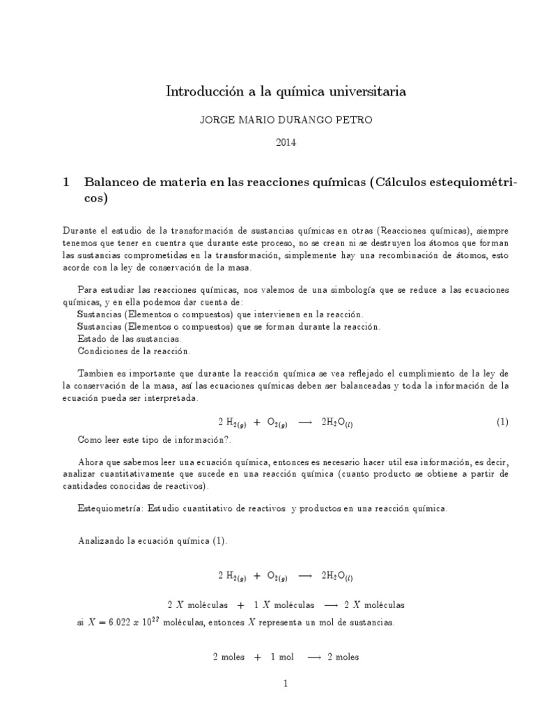 Balanceo y Cálculos Estequiométricos | PDF | Estequiometría | Reacciones químicas