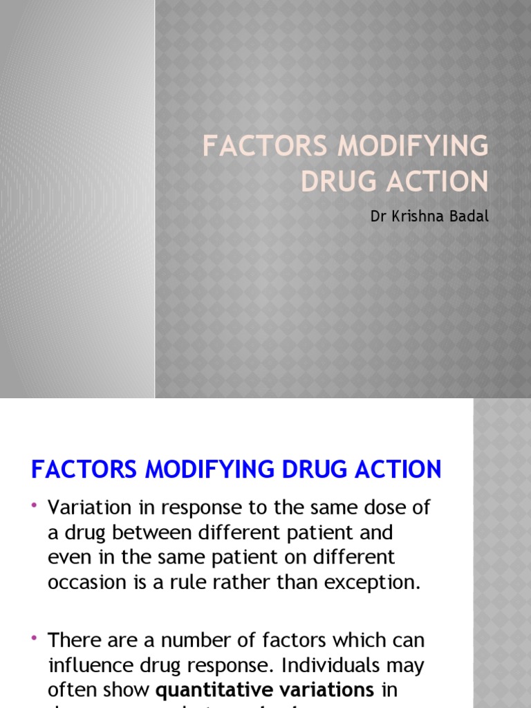 7.factors Modifying Drug Action | PDF | Drug Tolerance | Substance ...