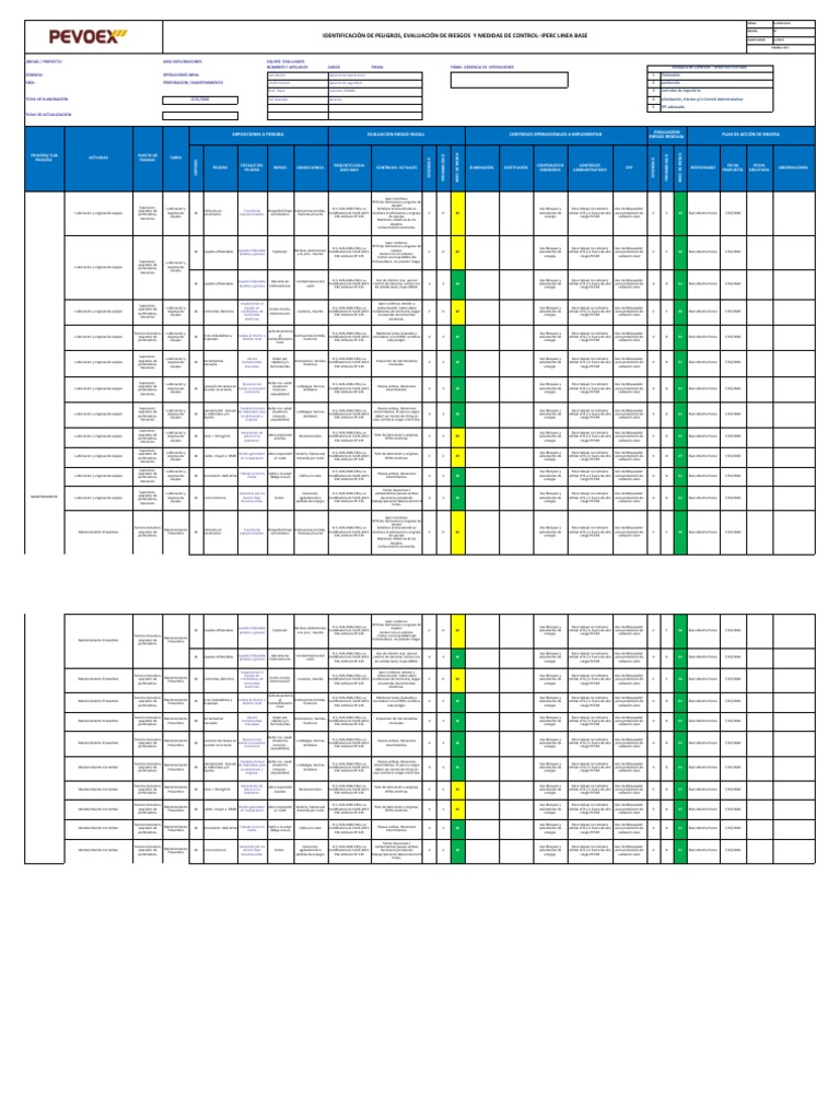 IPERC Base: Seguridad en Exploraciones | PDF | Naturaleza | Salud y ...