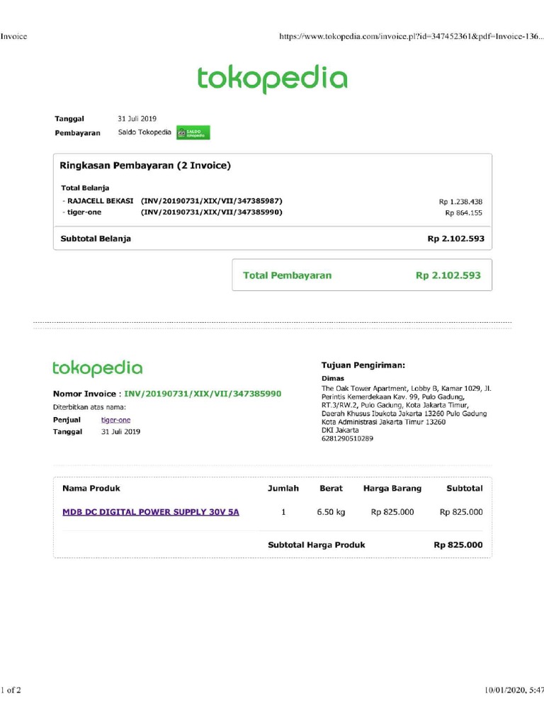 Invoice Tokopedia | PDF
