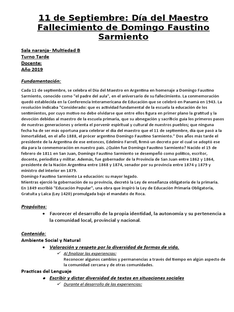 Actividades sobre Sarmiento para Niños | PDF | Educación avanzada ...