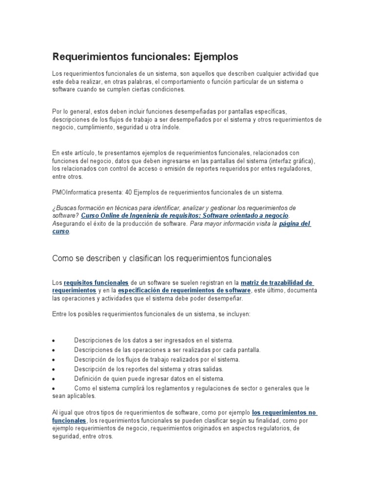 Requerimientos Funcionales | Descargar gratis PDF | Usuario ...
