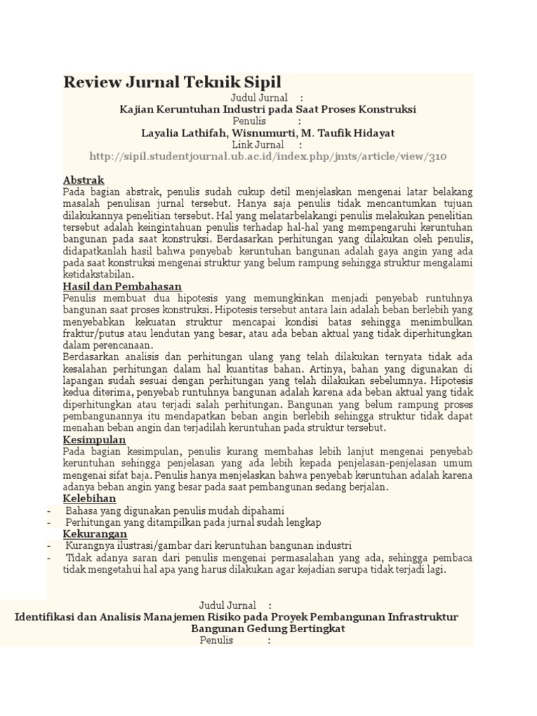 Review Jurnal Teknik Sipil | PDF