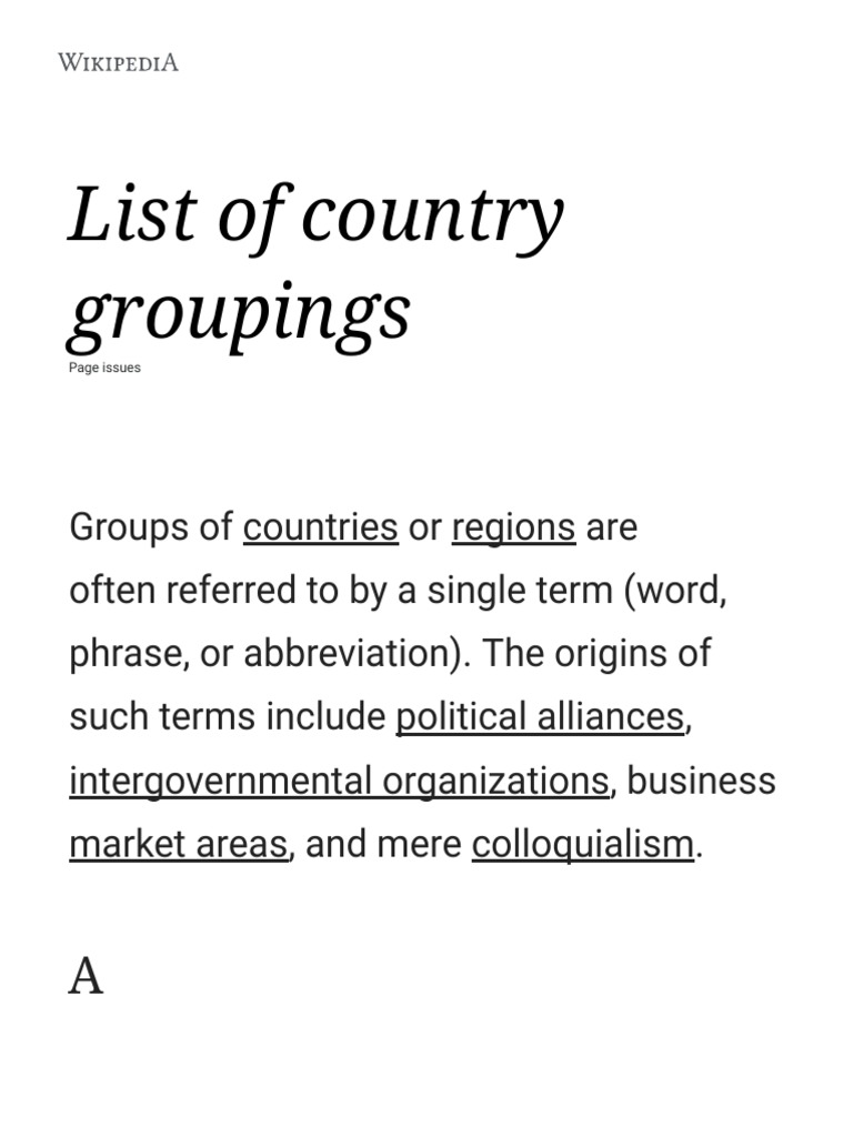 Overview of Global Country Groupings | PDF | Arab World | International ...