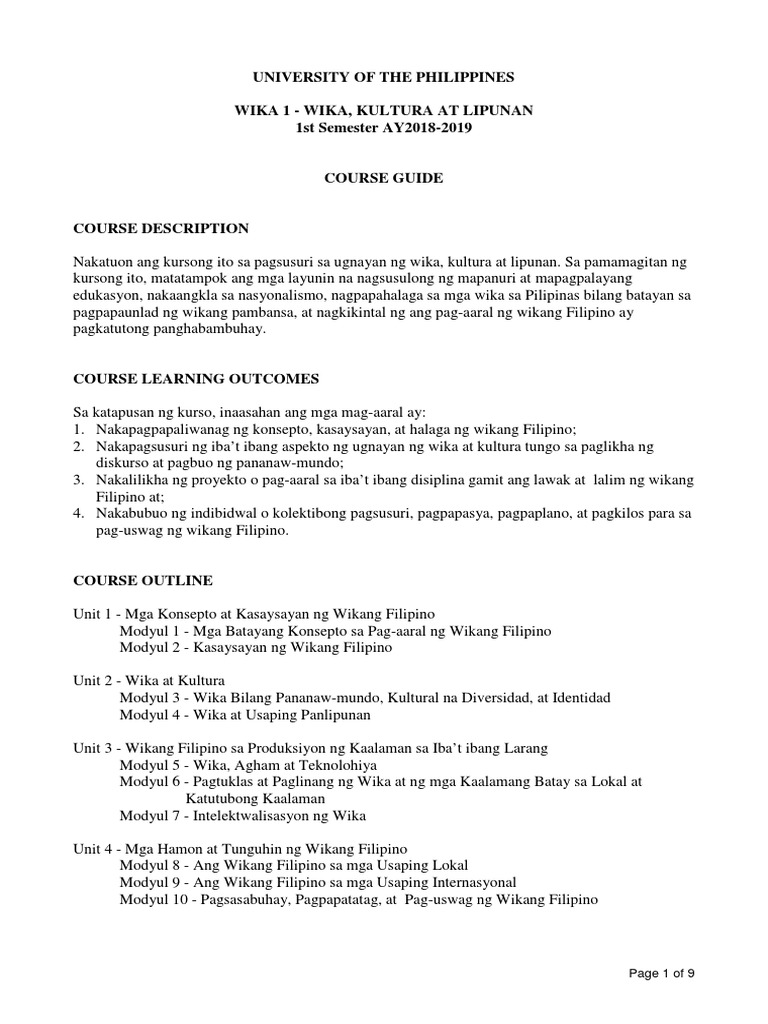 WIKA 1 Course Guide (Aug 2018) PDF | PDF