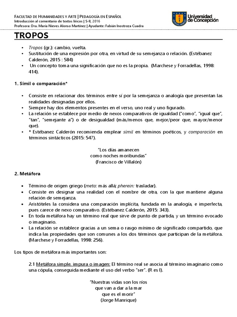 Tropos Definiciones | PDF | Metáfora | Lingüística