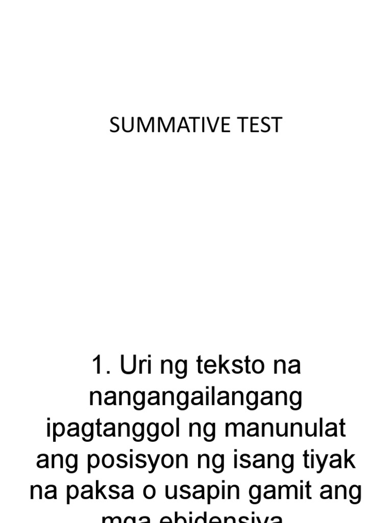 Summative Test Filipino | PDF