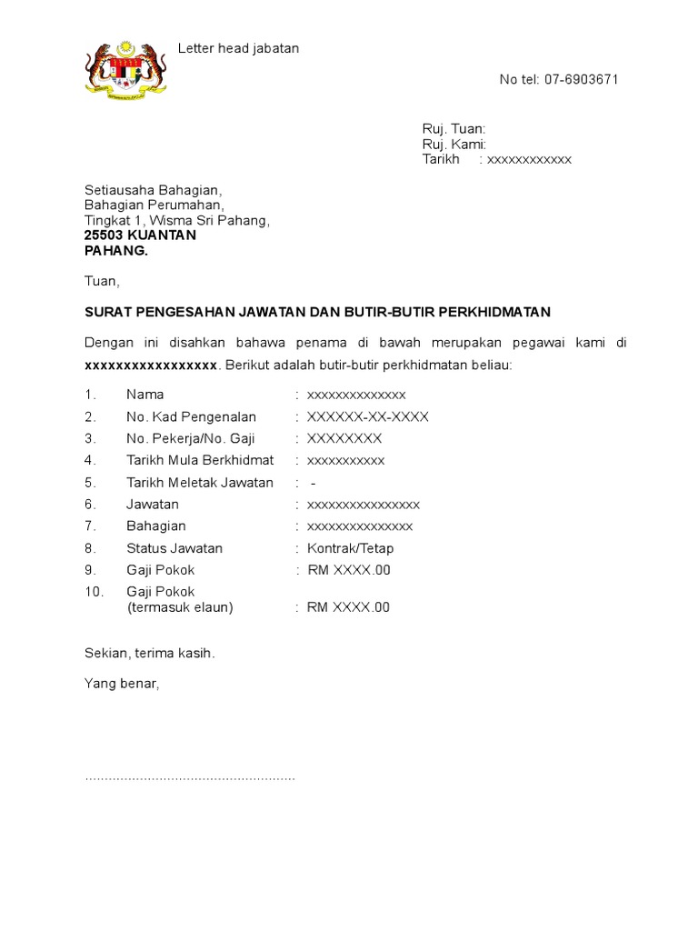 Surat Pengesahan Majikan | PDF