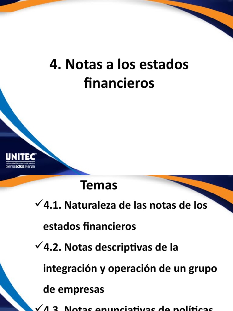4 Notas A Los Estados Financieros | PDF | Estado financiero | Contabilidad