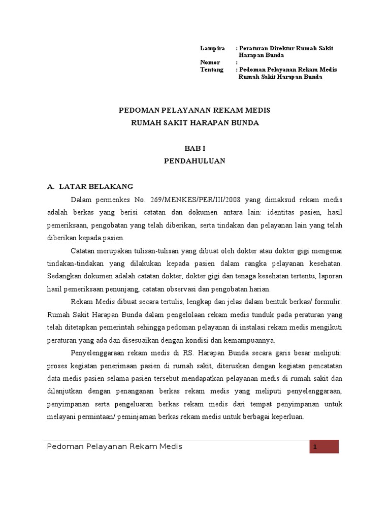 Pedoman Pelayanan RM | PDF