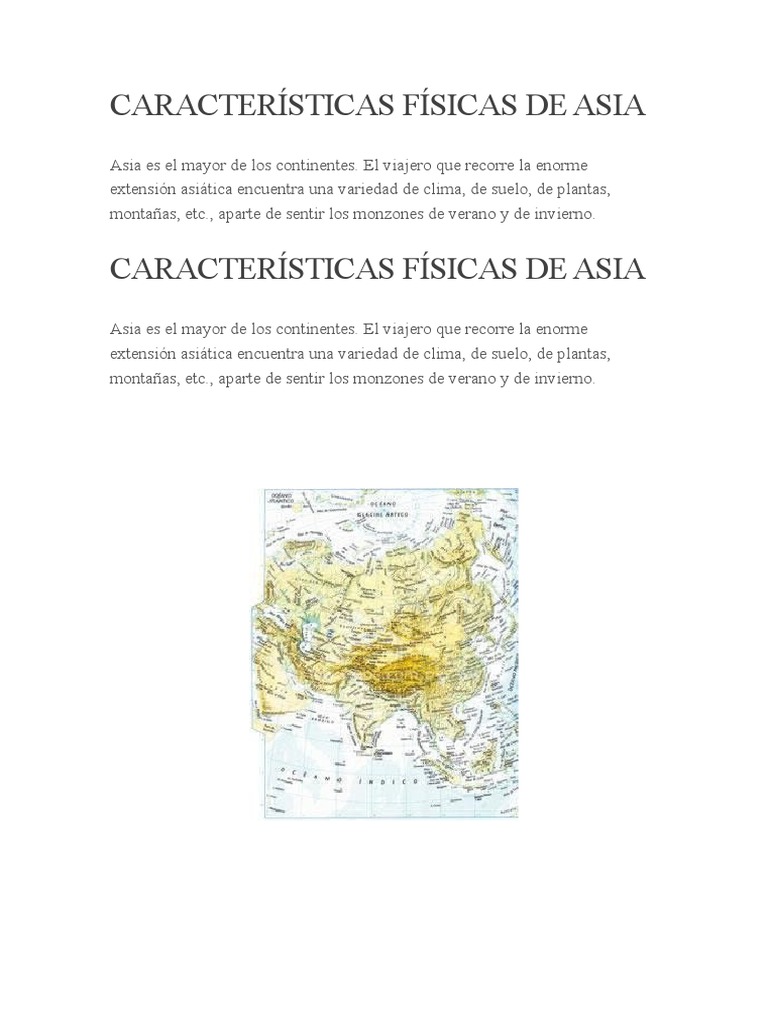 Características Físicas de Asia | PDF | Monzón | Asia