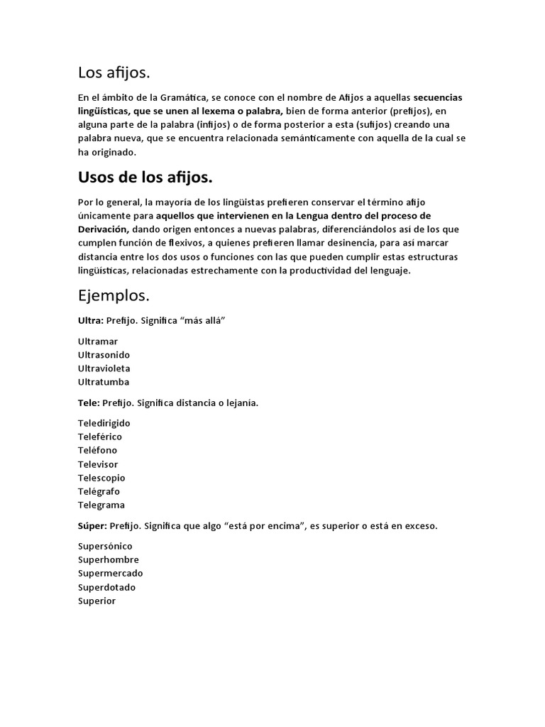 Afijos Prefijos y Sufijos - Eduard | PDF | Palabra | Tipología Lingüística