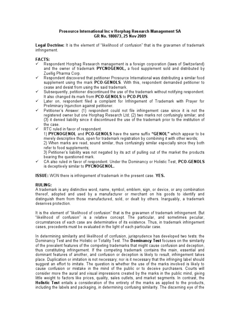Prosource International Inc V Horphag Research Management | PDF ...