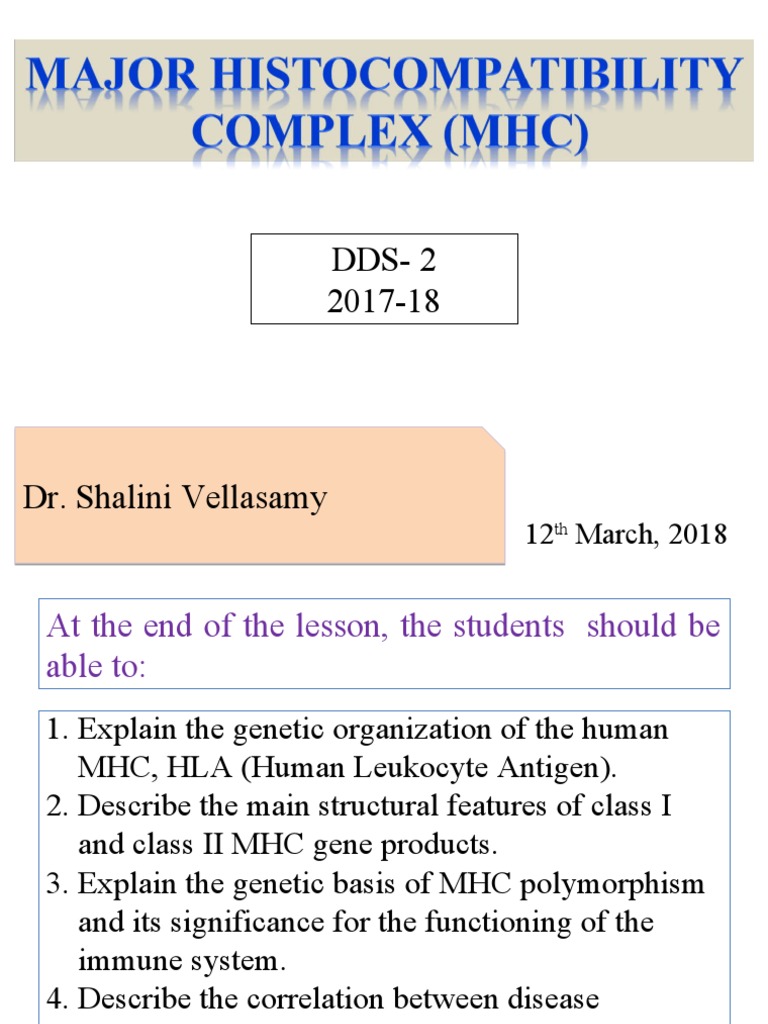 Major Histocompatibility Complex 12032018 | PDF | Major ...