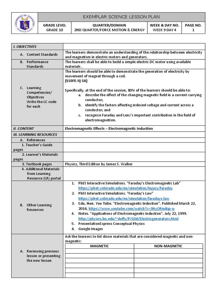 PHY G10 Q2 W9 D4 Rev | PDF | Electromagnetic Induction | Electrodynamics