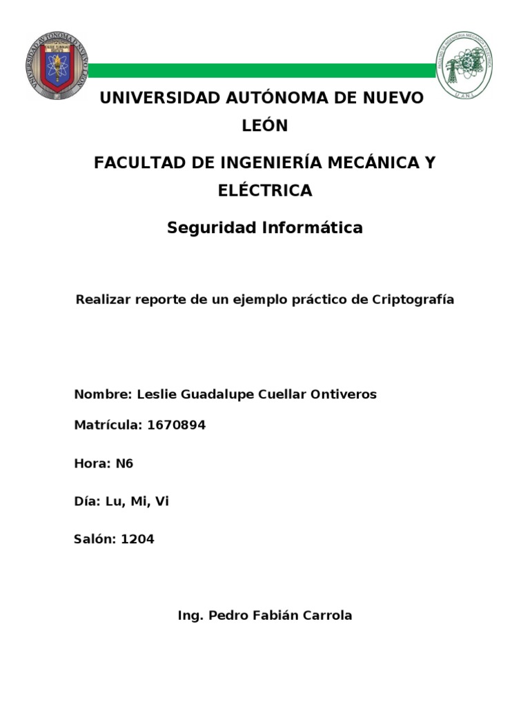 Reporte Practico Criptografia | PDF | 3 G | Criptografía