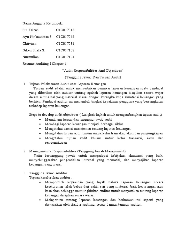 Resume Auditing Chapter 6 | PDF