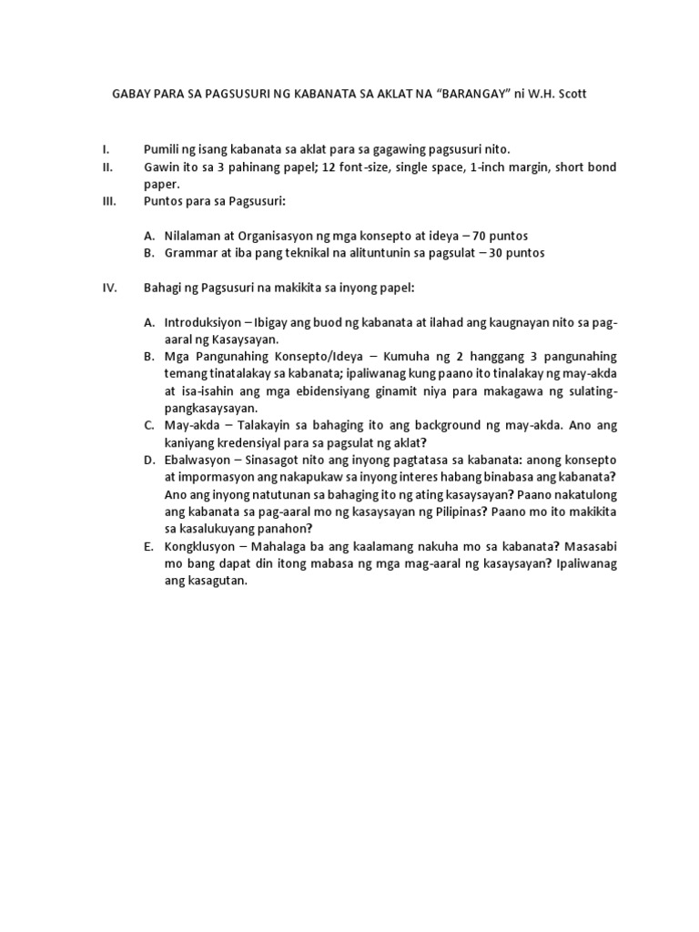 Gabay para Sa Pagsusuri NG Kabanata Sa Aklat Na | PDF