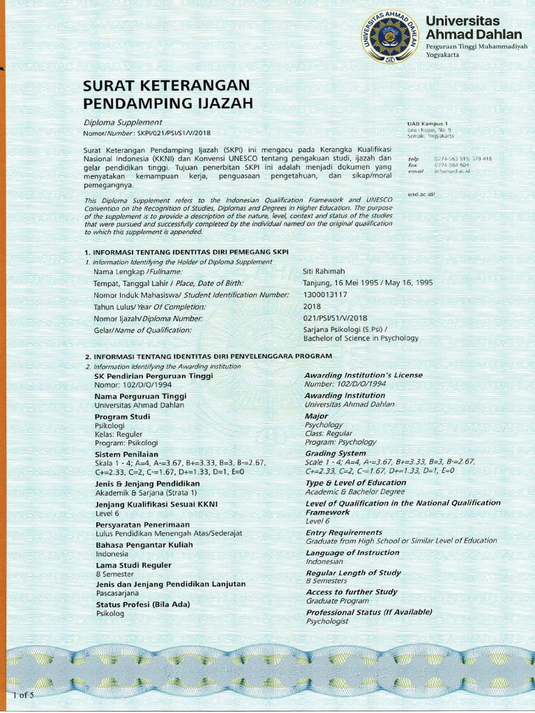 Contoh Skpi | PDF