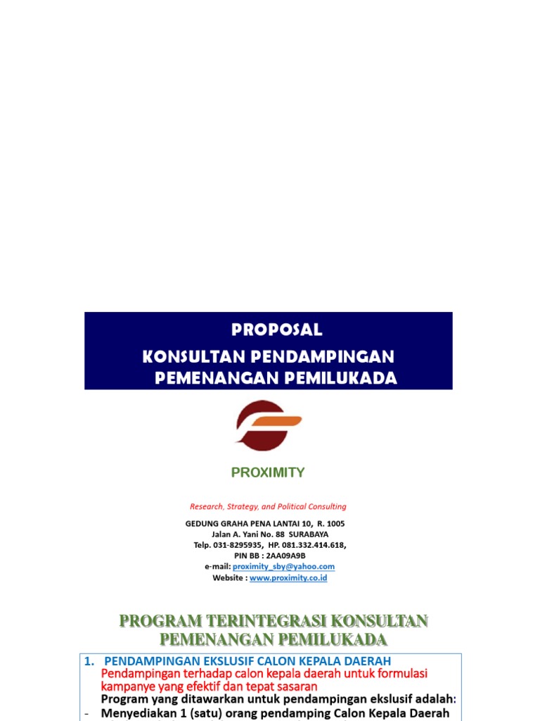 Proposal Konsultan Pendampingan Pemenangan Pemilukada Proximity | PDF