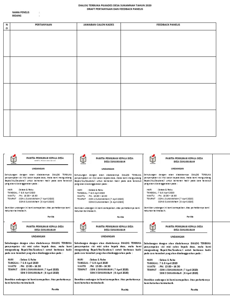 Dialog Terbuka Pilkades 2020 | PDF | Memasak, Makanan, & Anggur