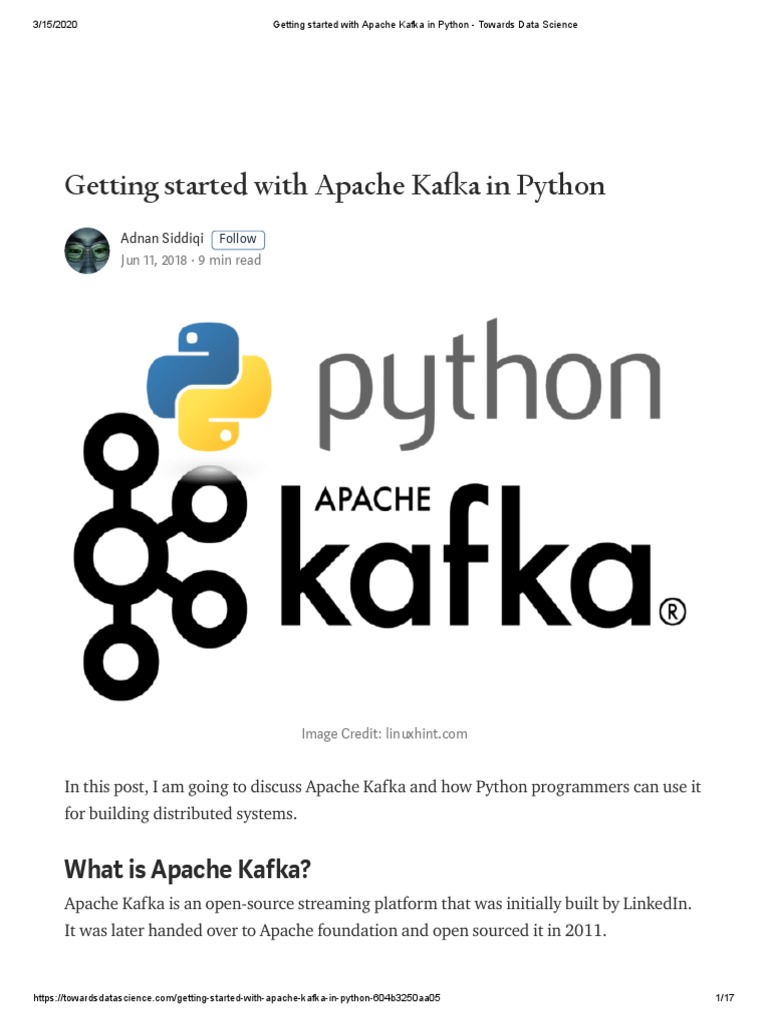 Getting Started With Apache Kafka in Python - Towards Data Science PDF ...