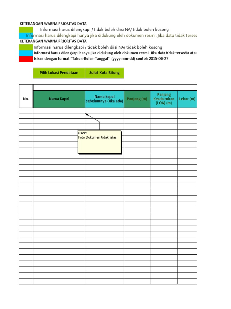 Database Kapal Template Excel 2016 08 | PDF