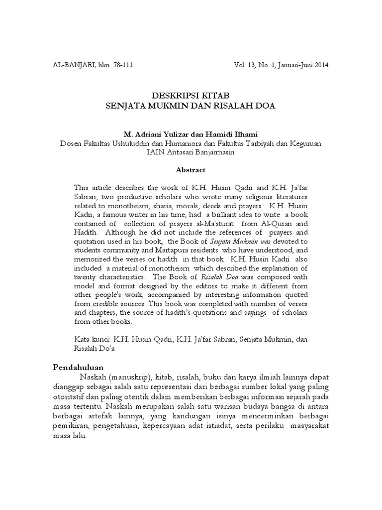 Deskripsi Kitab Senjata Mukmin Dan Risalah Doa | PDF