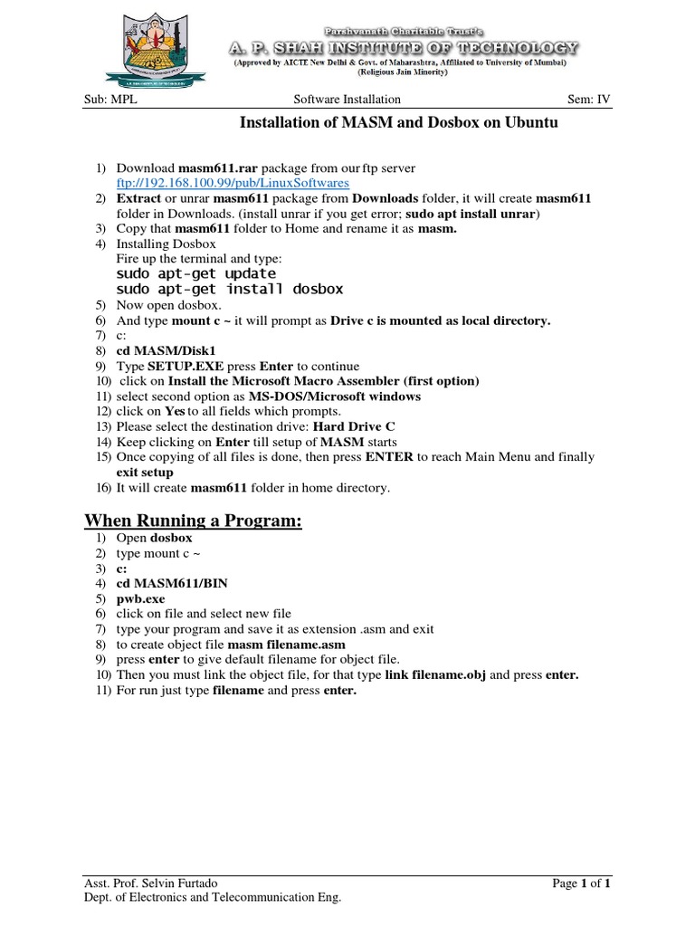 Install Dosbox and Masm PDF | PDF | Computers
