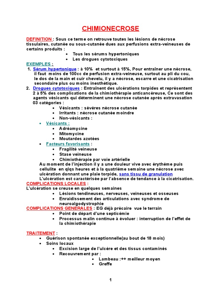 Nécrose cutanée due à chimiothérapie | PDF | RTT | Épidémiologie
