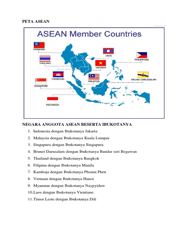 Peta Negara Anggota ASEAN dan Ibukotanya | PDF