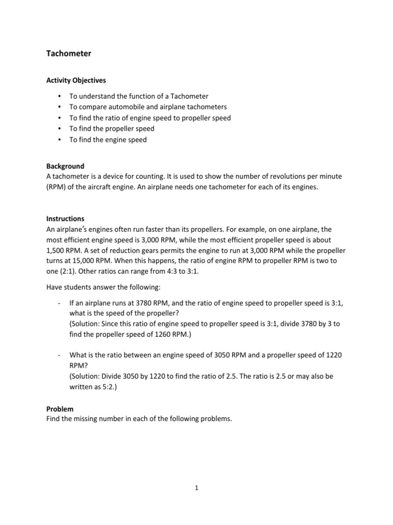 Tachometer PDF | PDF | Engines | Airplane