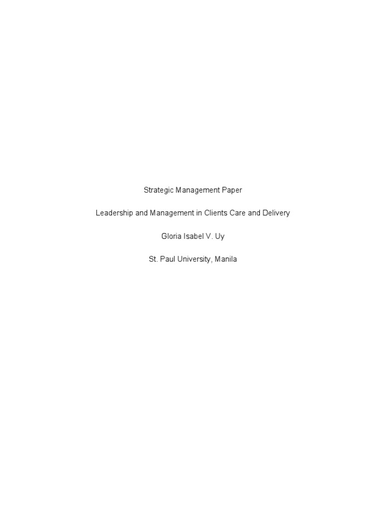 Strategic Management Paper | PDF | Hospital | Nursing