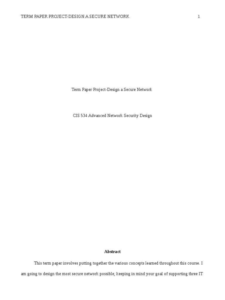 Term Paper Project-Design A Secure Network PDF | PDF | Osi Model ...