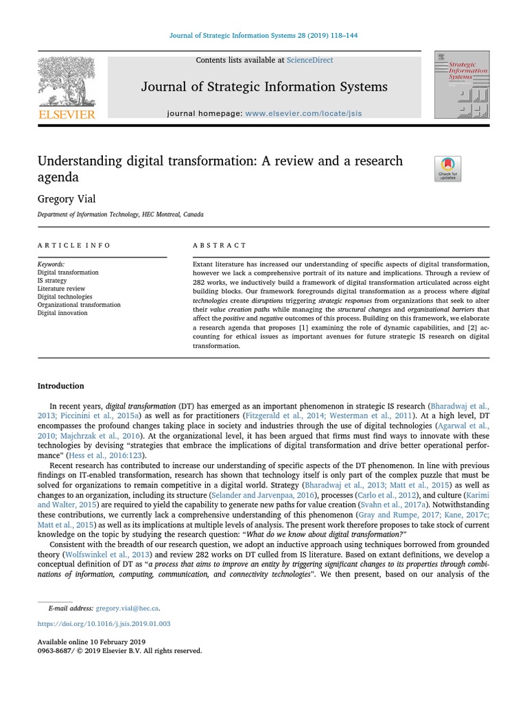 Understanding Digital Transformation: A Review and A Research Agenda ...