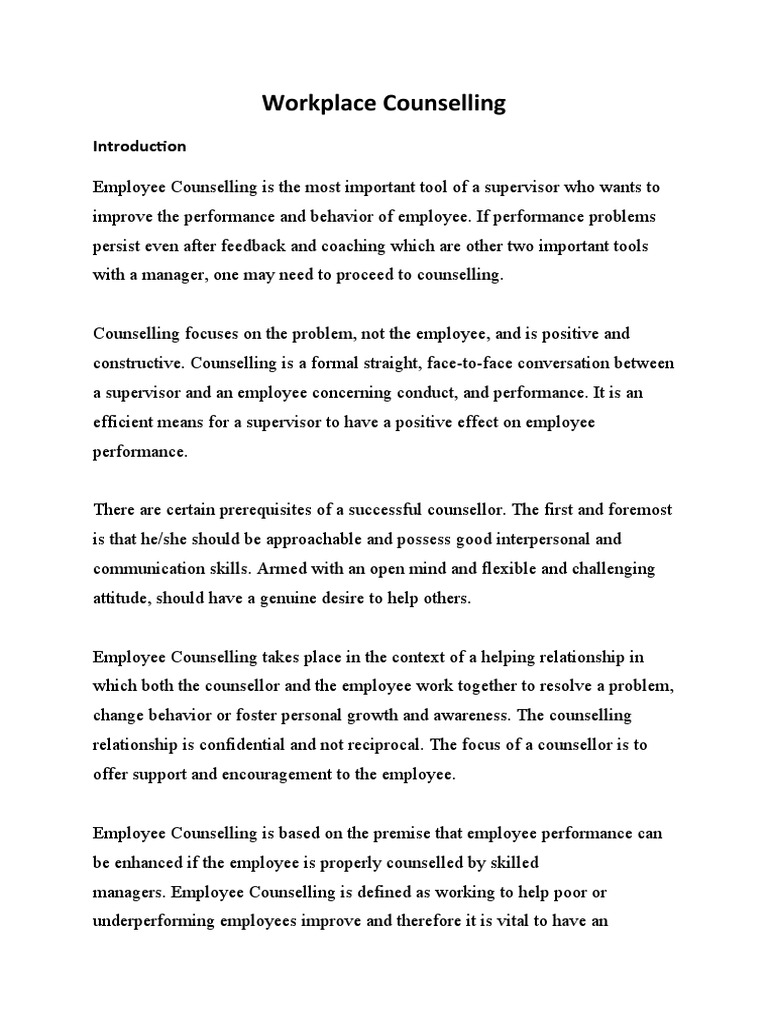 Effective Employee Performance Counselling | PDF | Psychotherapy ...