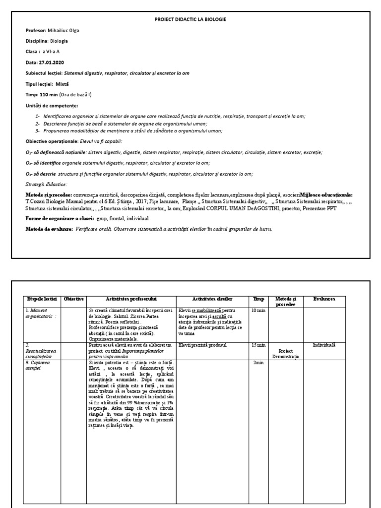 Mihailiuc - Proiect - Didactic Final | PDF