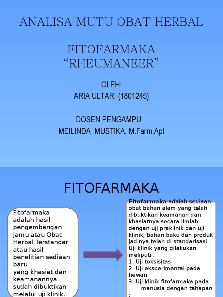 Aria Ultari (1801245) - Fitofarmaka (Rheumaneer) | PDF