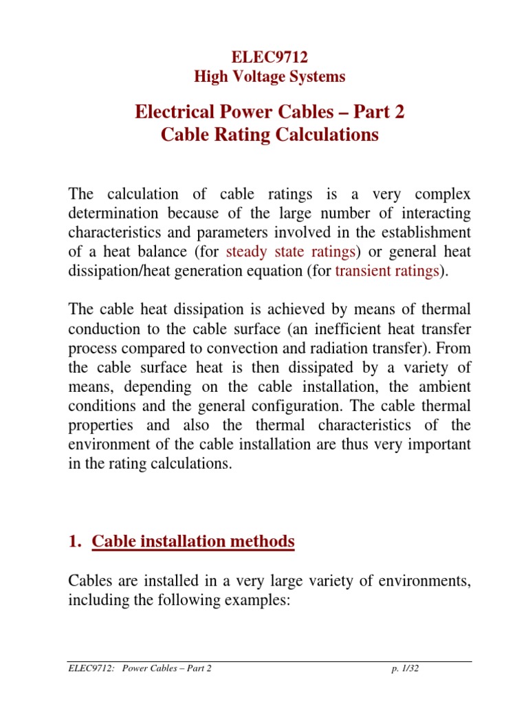 Cable Calculation | Download Free PDF | Electrical Resistance And ...