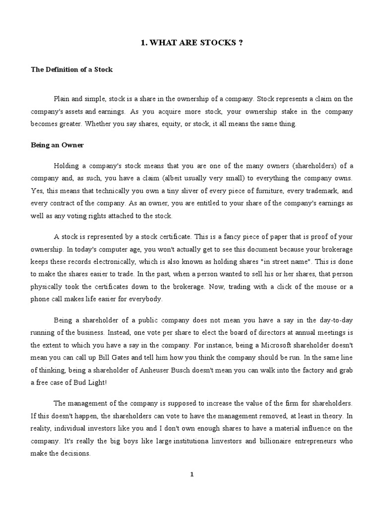 CHAPTERS - Introduction To Stock Market | PDF | Stock Market Index ...