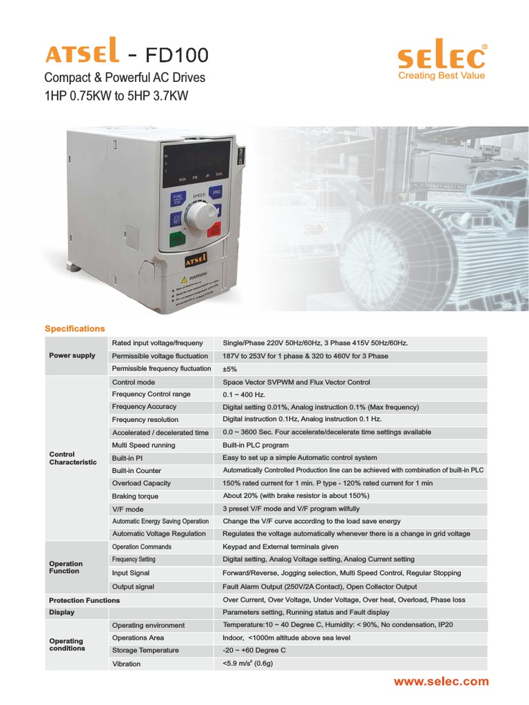 Atsel VFD Datasheet FD100 Series | PDF | Programmable Logic Controller ...